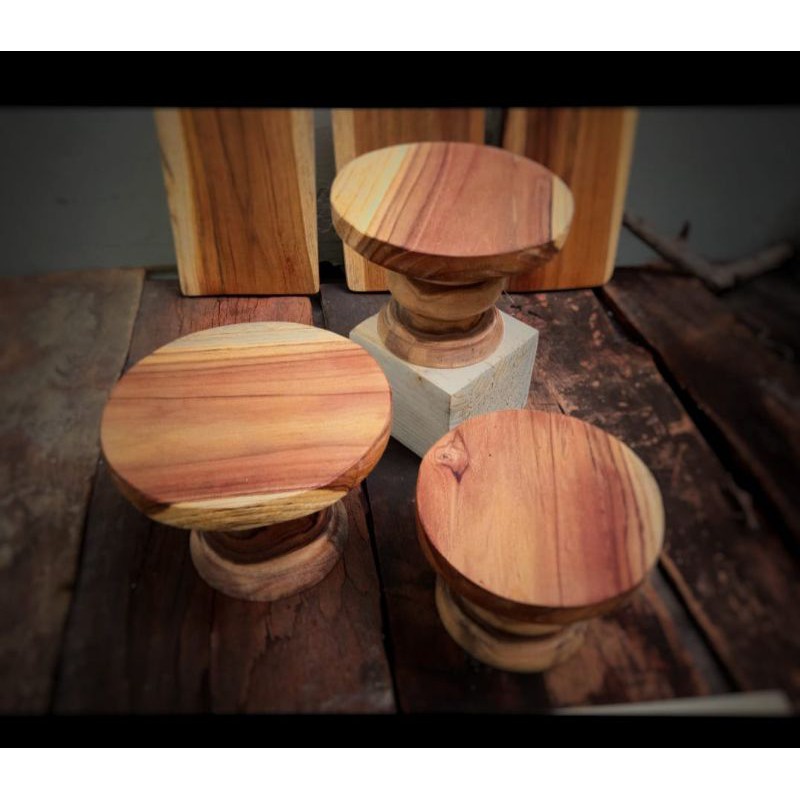 KAYU Wooden Cake Stand/Teak Wood Cake Coaster | Shopee Malaysia