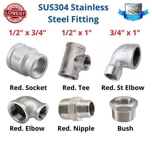 1/2" x 3/4" / 1/2" x 1" / 3/4" x 1" SUS304 STAINLESS STEEL PIPE ...