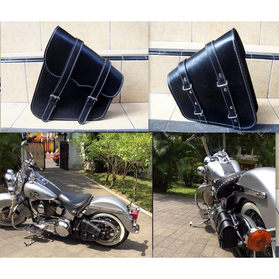 Genuine LEATHER MOTORCYCLE SIDE BAG - GENUINE LEATHER MOTORCYCLE ...