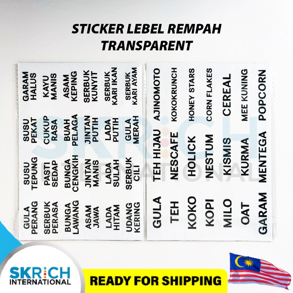 Sticker Label Rempah Lutsinar Kalis Air Sticker Transparent Waterproof ...