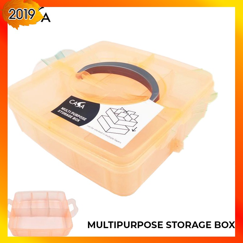 CASA Multi Purpose Storage Box Adjustable Divider Organizer 1 Layer 6 ...