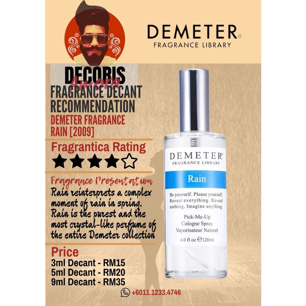 Demeter Fragrance Rain - Perfume Decant | Shopee Malaysia
