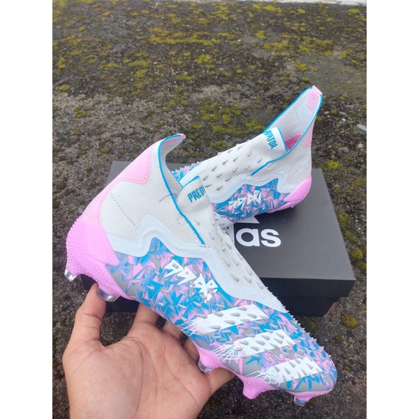 Kasut Bola Sepak Predator Freak+ Grey Pink Murah Fg Outdoor Football ...