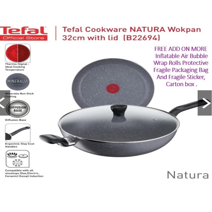 Tefal Natura Wokpan with Lid (32cm) (B22694 ) | Shopee Malaysia
