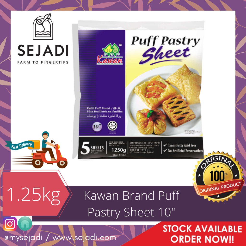Kawan Brand Puff Pastry Sheet 10" (1.25kg) (Klang Valley Only) | Shopee ...
