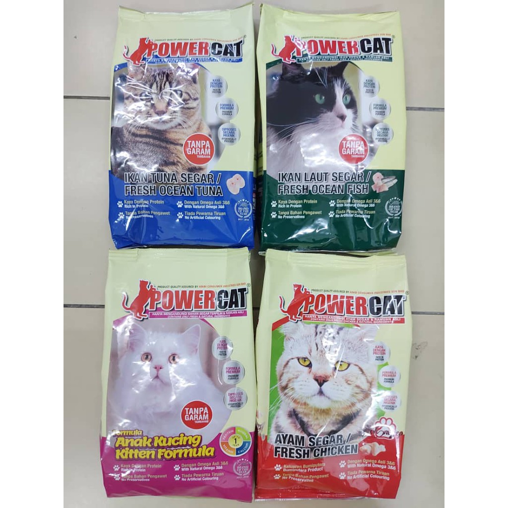 Power cat 1.3kg ocean / tuna power cat 1.2kg kitten / ayam cat food ...