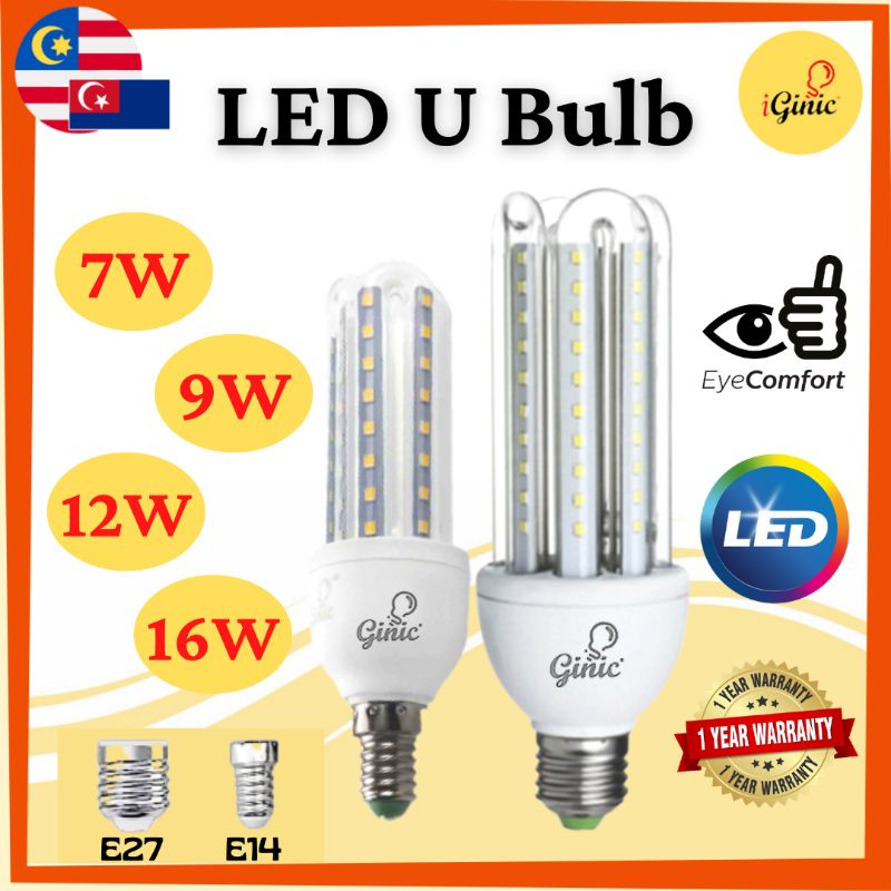 【High Quality】LED E27/E14 3U 4U Bulb 7W/9W/12W/16W *1 Year Warranty* 3U ...