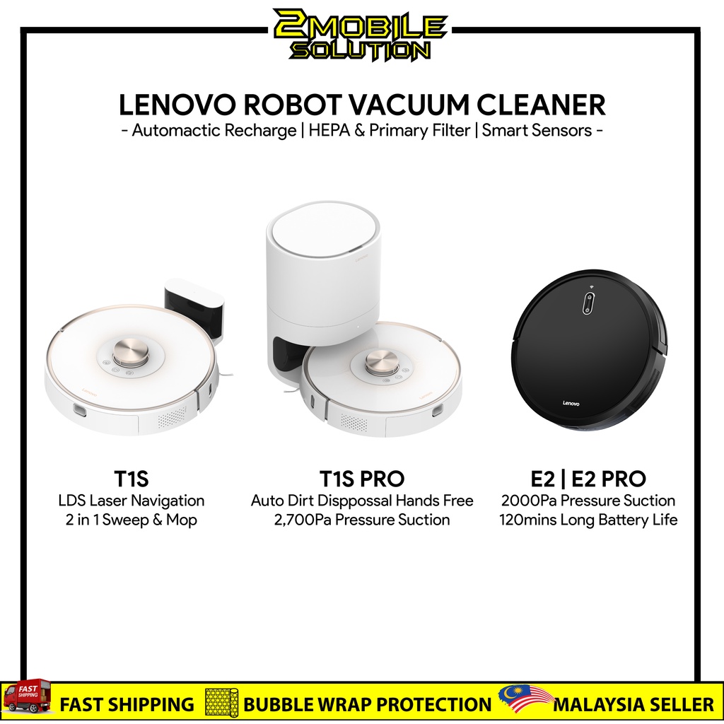 Lenovo Robot Vacuum T1S Pro | T1S | E2 Pro [2 in 1 Sweep and Mop ...