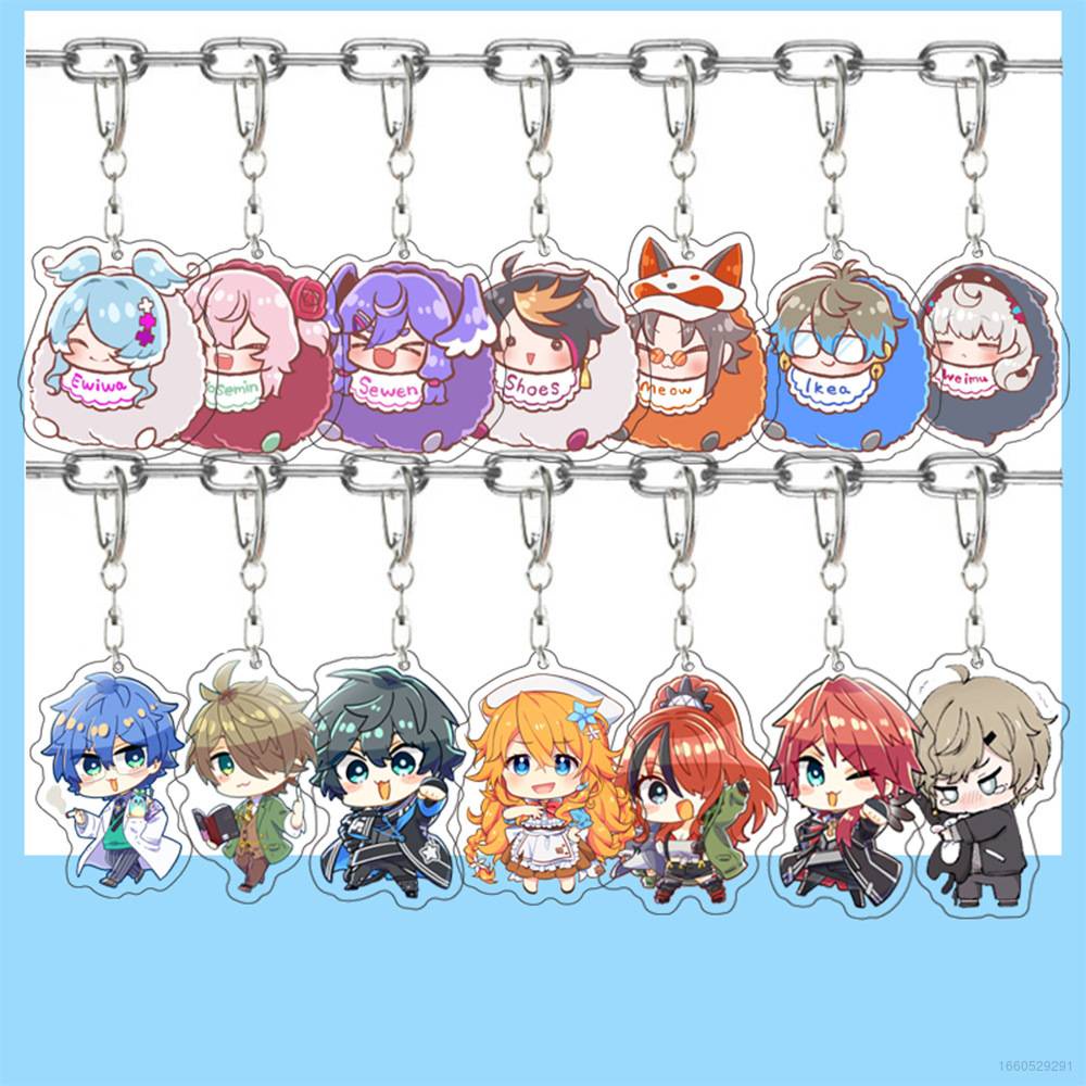 Cute NIJISANJI Vtuber Keychain LUXIEM Anime Keyring Vox Mysta Acrylic ...