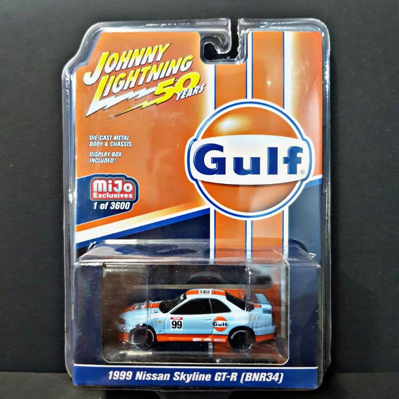 Johnny Lightning 50 Years Mijo Exclusive GULF 1999 Nissaan Skyline GTr BNR34 R34 | Shopee Malaysia