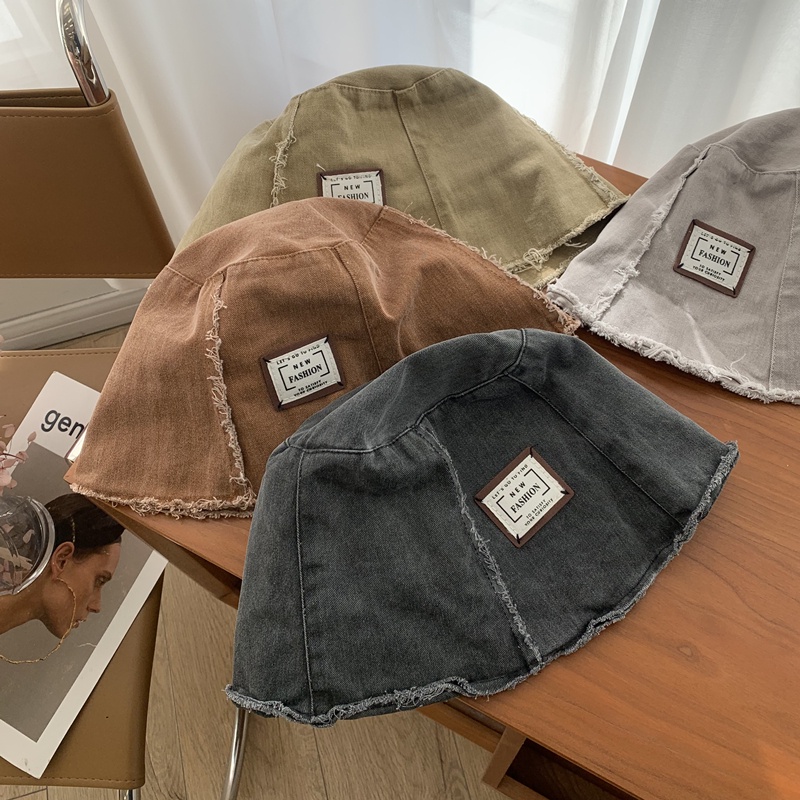 Big Head Can Be In~Dark Retro Washed Beggar Bucket Hat Female ins ...