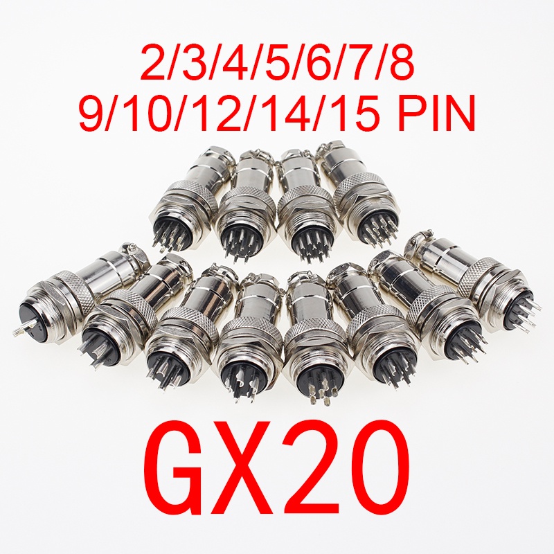 1set GX20 2/3/4/5/6/7/8/9/10/12/14/15 Pin 20mm Circular Wire Panel Aviation Connector Socket ...