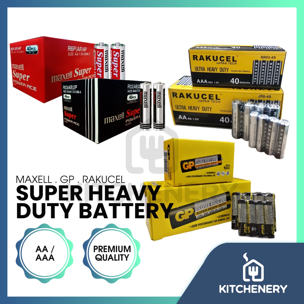 KNY_ Bateri 1.5V AA AAA Battery GP Maxell Rakucel Heavy Duty Mainan ...