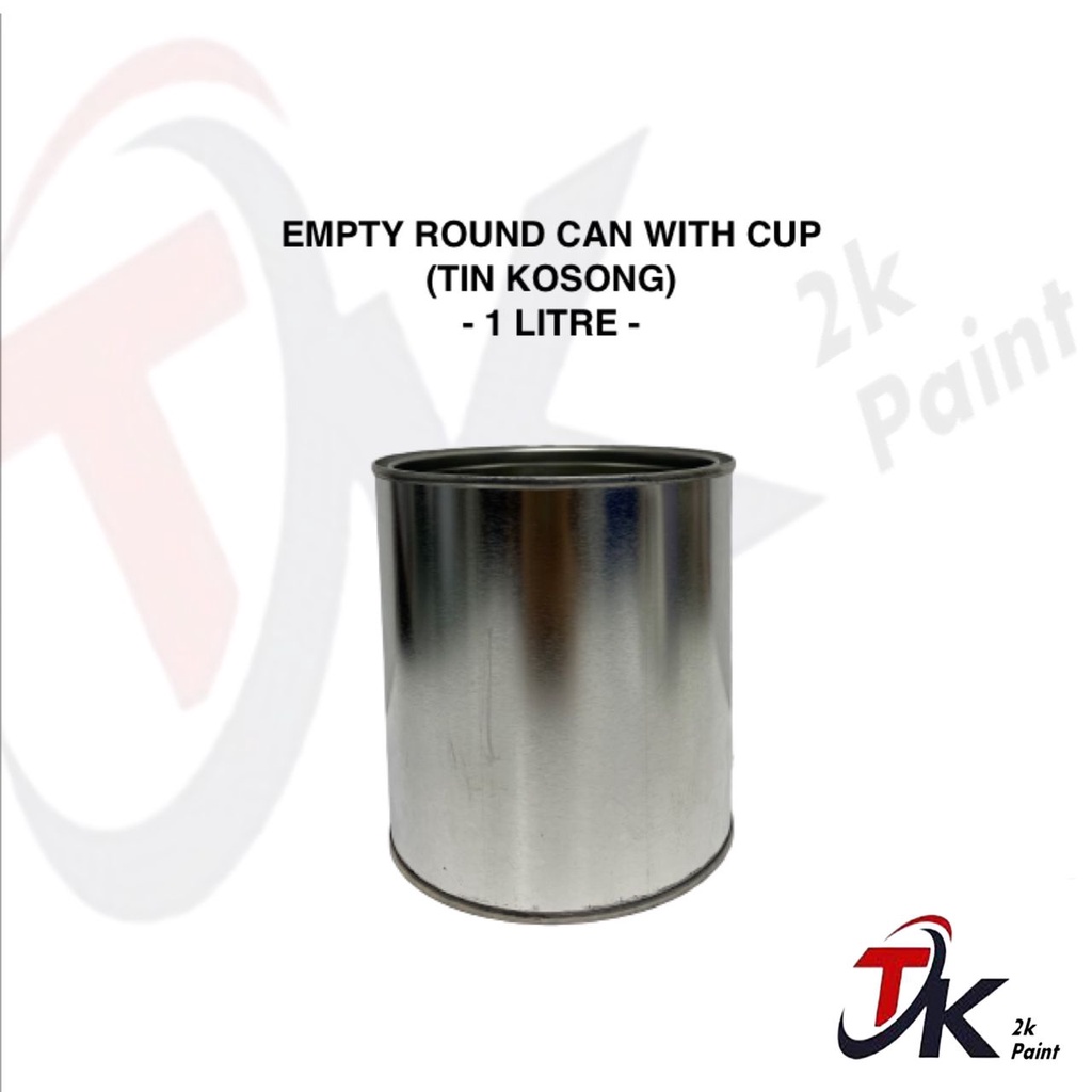 EMPTY ROUND CAN WITH CUP / TIN KOSONG UNTUK CAT / FOR MIXING PAINT ...