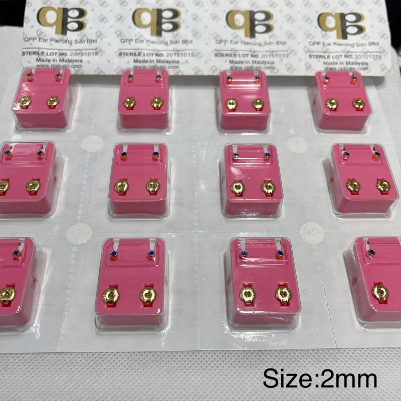 Gold plate#2mm(QPP Ear Piercing Earrings)Subang Tindik Emas American ...