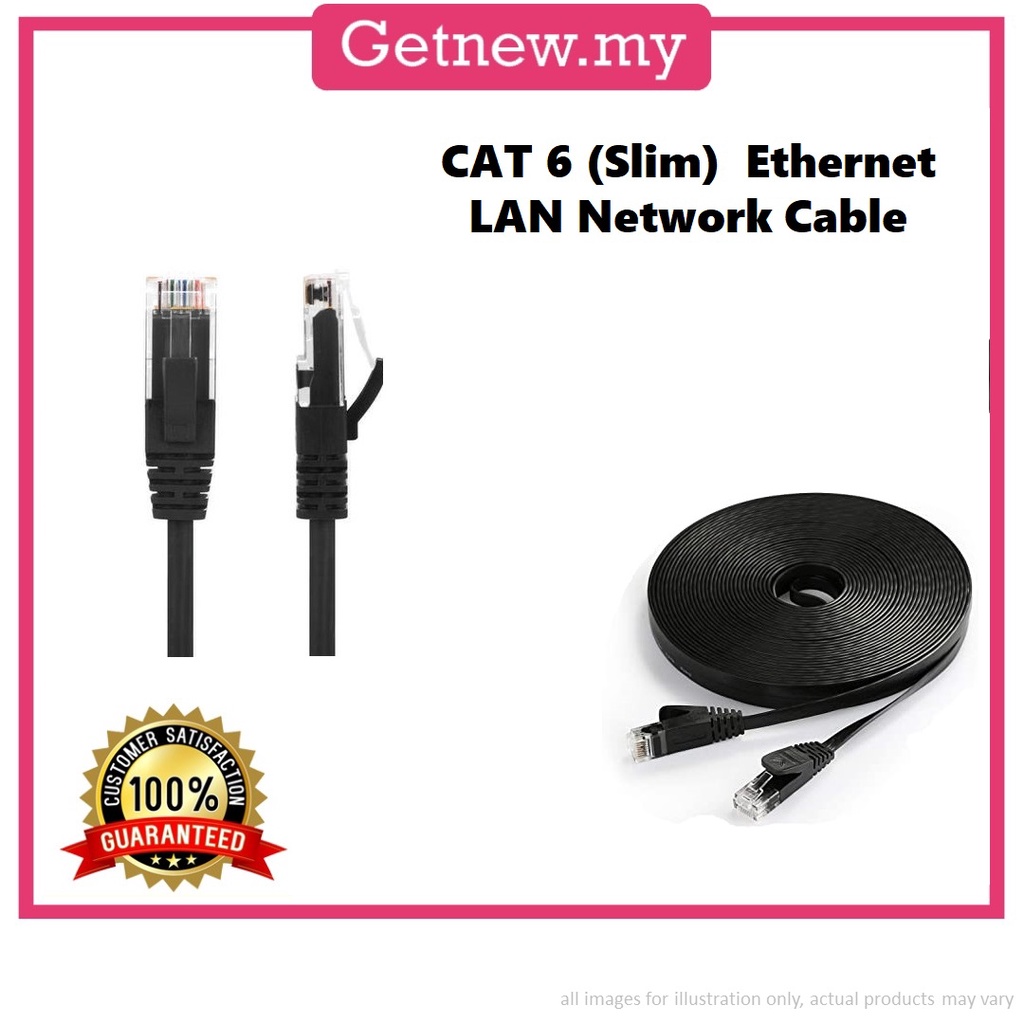 Flexible Ethernet LAN Network Patch Lead Cable Black CAT 6 (Slim) | Shopee Malaysia