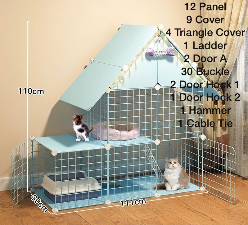 DIY Pet Cage Panel Pet Cats Dogs Rabbit Iron Metal Grid Cage Storage ...