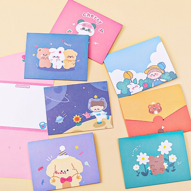 Cartoon Cute Envelope Shape Greeting Card Foldable DIY Gift Card ...