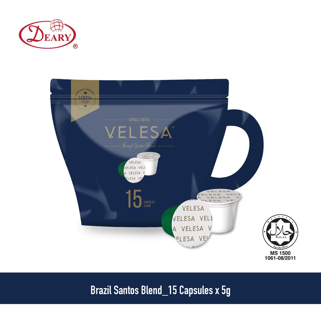 VELESA Capsule Coffee Brazil Santos Blend/Sumatra Mandheling Blend (5g ...