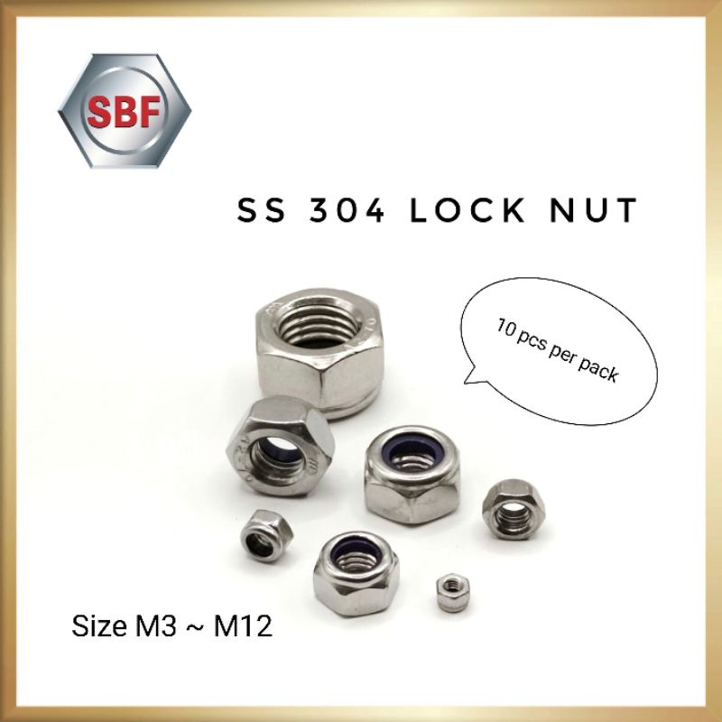 SS 304 NYLON LOCK NUT M3 ~M12 | Shopee Malaysia