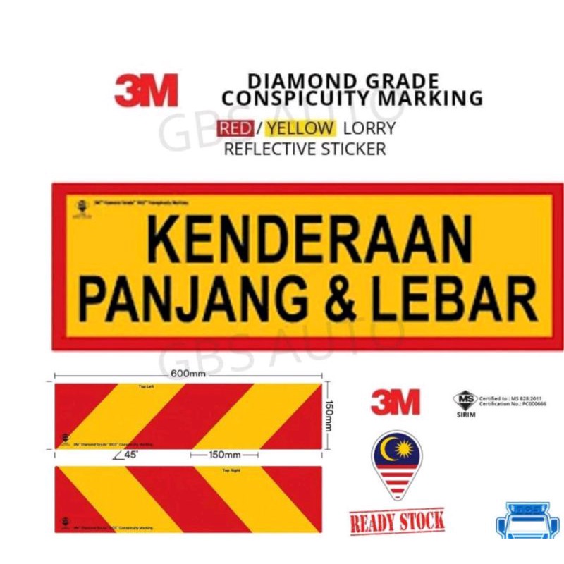 1Pair 2Pcs Sticker Puspakom Original Sirim Reflective Reflector Lorry ...