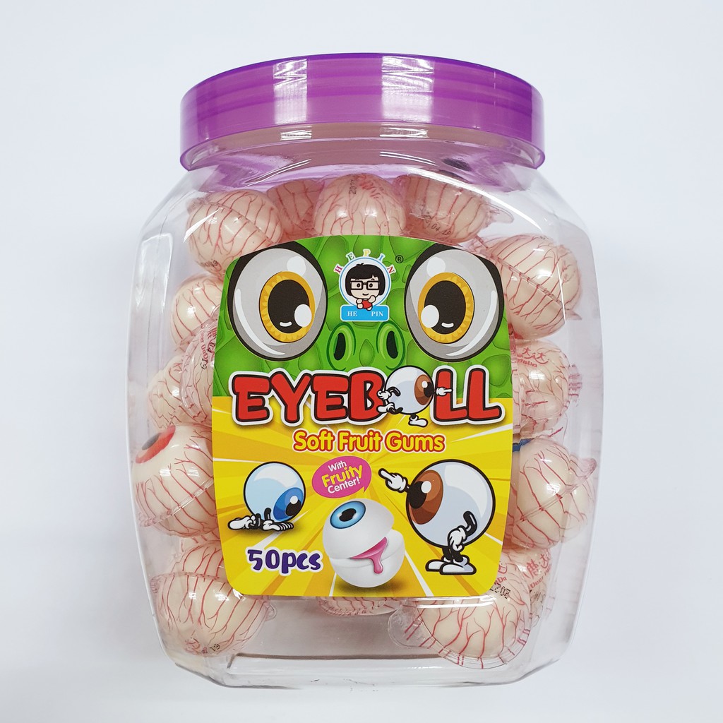 🔥HALAL🔥READY STOCK ,(50pcs x 19.7g) 3D Eyeball Soft Fruit Gums With Fruity Center Halloween ...