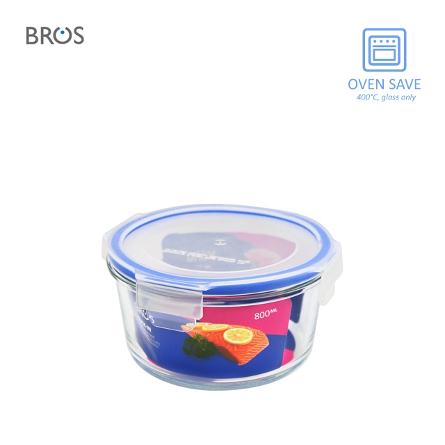 BROS Glass Container Click-In 2 Go Round (800ml) | High Durability Food ...