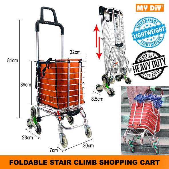 MYDIYHOMEDEPOT - FOLDABLE SHOPPING TROLLEY CART 8 WHEELS FREE STORAGE ...