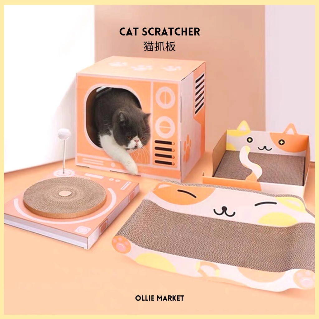 Premium Cat Box Scratcher Corrugated Scratching Board Pad Kitten Claws ...