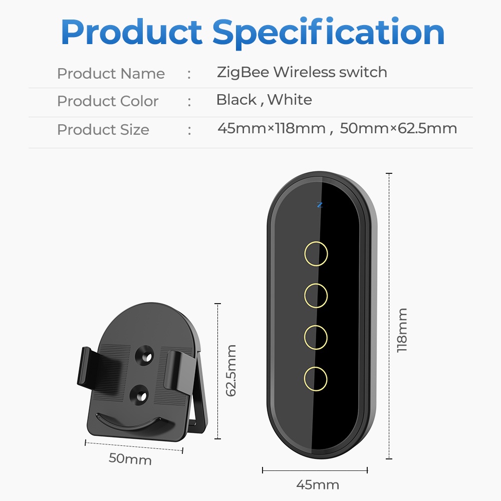 SMATRUL Tuya ZigBee Wireless Smart Home Scene Switch Light 4 Gang 12 Scene Touch Light Switch ...