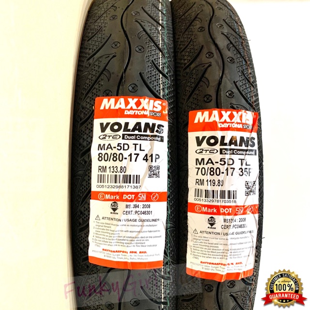 MAXXIS PRESA VOLANS MA5D MA-5D TUBELESS TYRE 60/80-17 70/80-17 80/80-17 ...