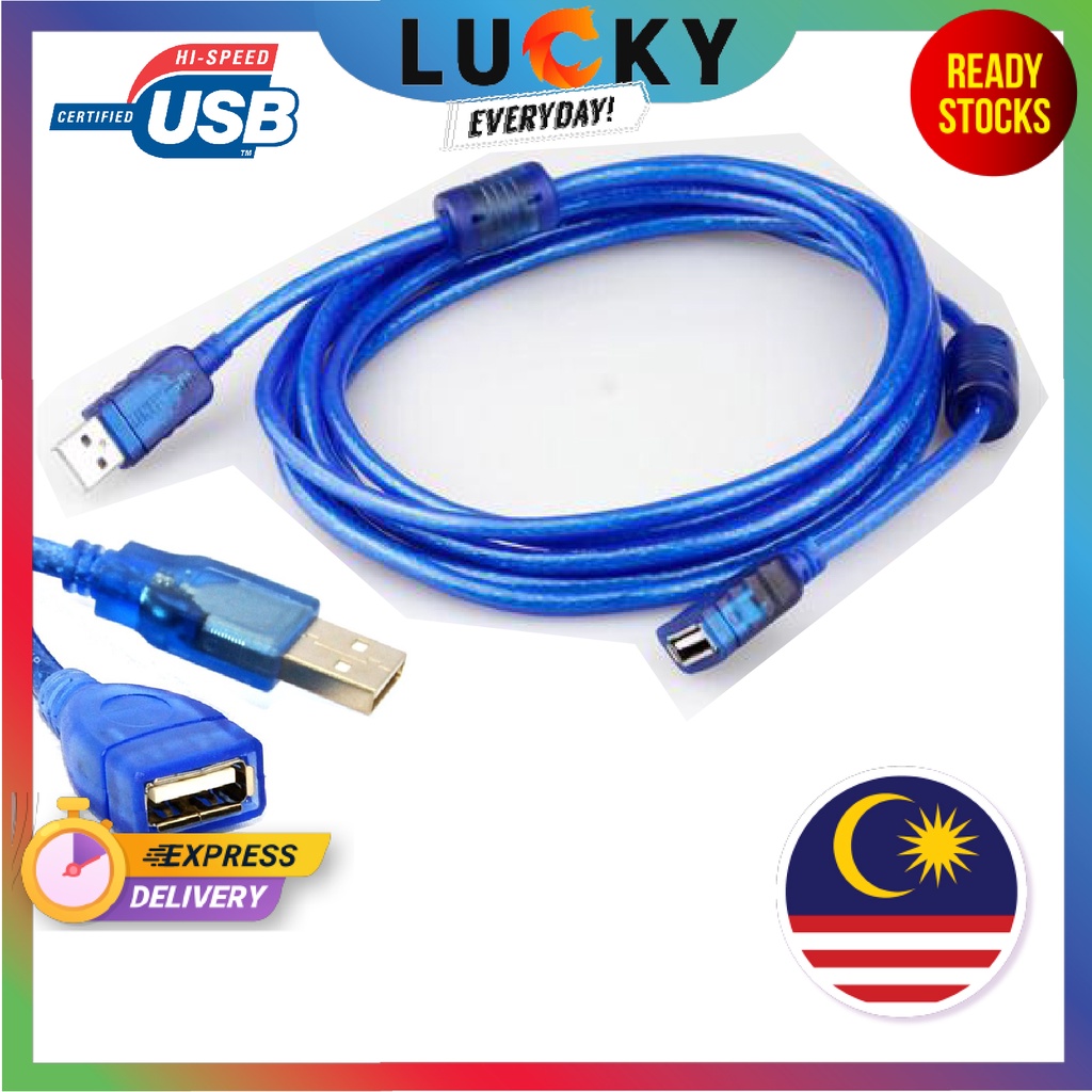 High Speed USB 2.0 Extension Cable 0.5M/ 1.5M/3M/5M/10M | Shopee Malaysia