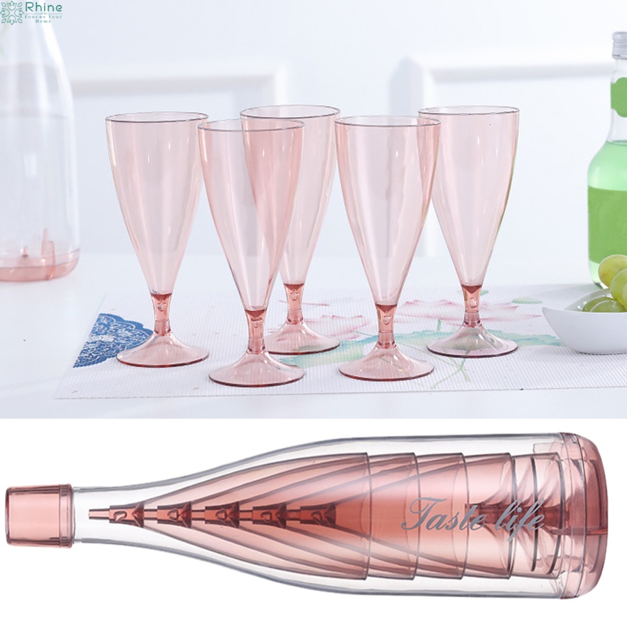【Rhine】Plastic Red Wine Glass Champagne Glass Set PS Transparent Water Glass Outdoor Portable ...