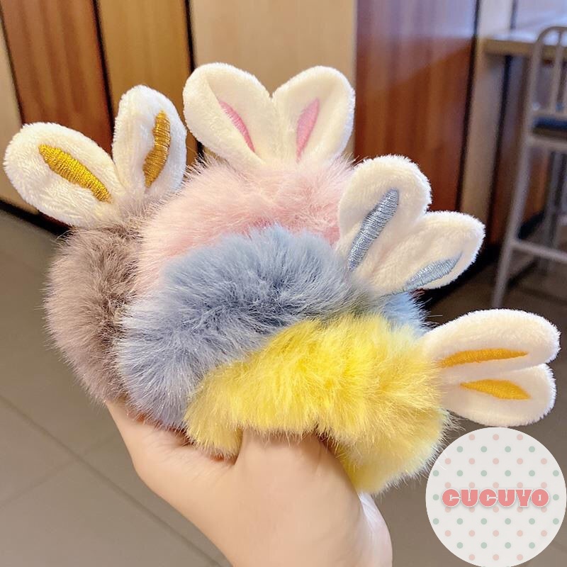 Bunny Fluffy Hair Rubber Band Getah Rambut 兔耳朵发圈发大肠发圈 Accessories ...