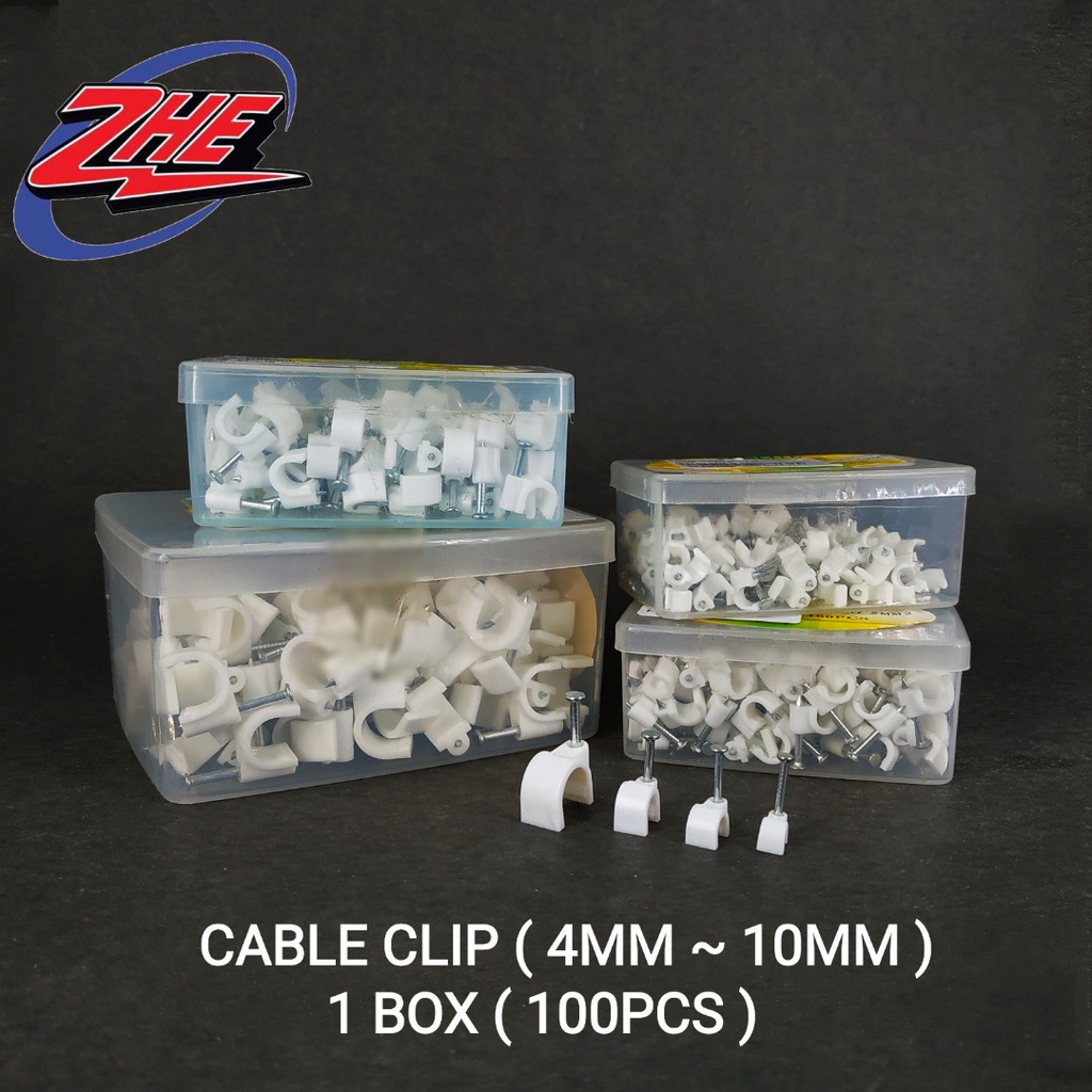 (100PCS BOX ) PVC Cable Clip 4mm/ 5mm/ 6mm/ 8mm/ 10mm Wall Wire Clip ...