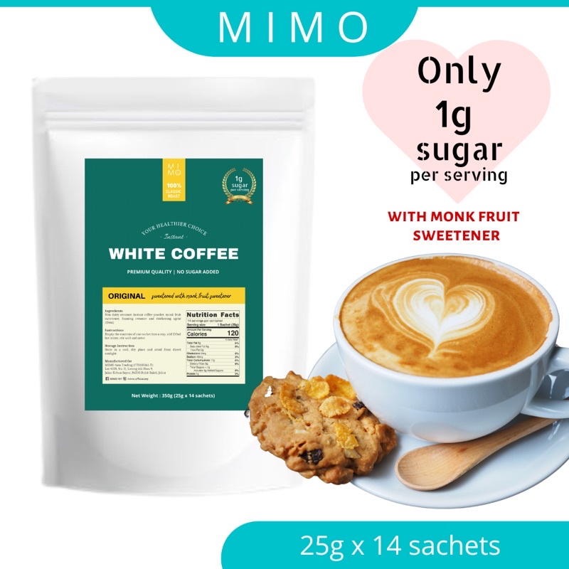 MIMO Instant White Coffee With Monk Fruit Sweetener No Sugar Added Healthy Lakanto Diabetic ...