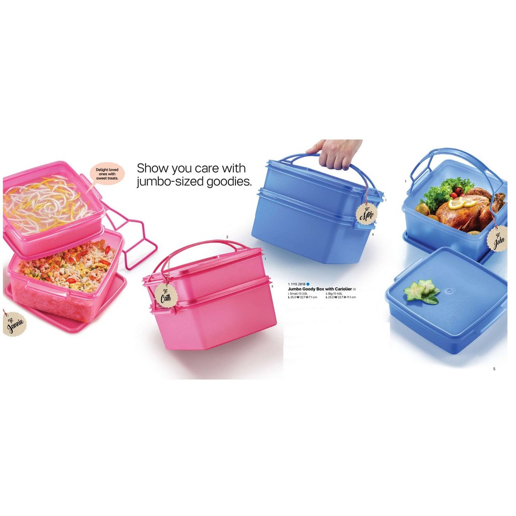 Tupperware Pink Jumbo Goody Box with Cariolier | Shopee Malaysia