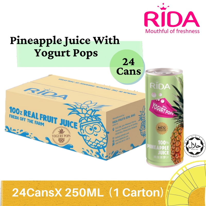 RIDA PINEAPPLE JUICE WITH YOGURT POPS (250ML X 24 CANS) | Shopee Malaysia