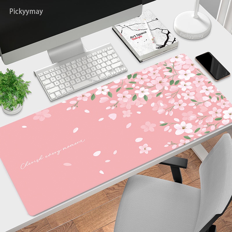 Pink Cherry Blossom Mousepad Kawaii Office Computer Keyboard Mausepad ...