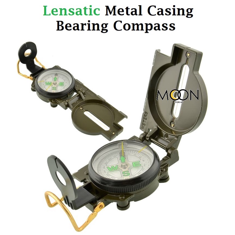 LOCAL STOCK* Lensatic Metal Casing Bearing Prismatic Compass Kompas ...