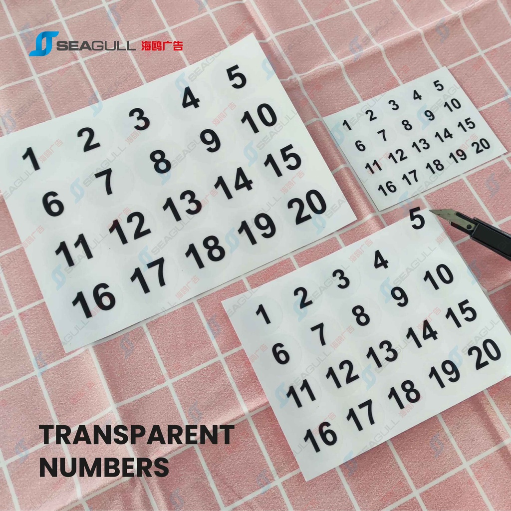 Transparent Number Sticker 20MM 30MM 40MM Nombor Meja 123 Table Susu ...