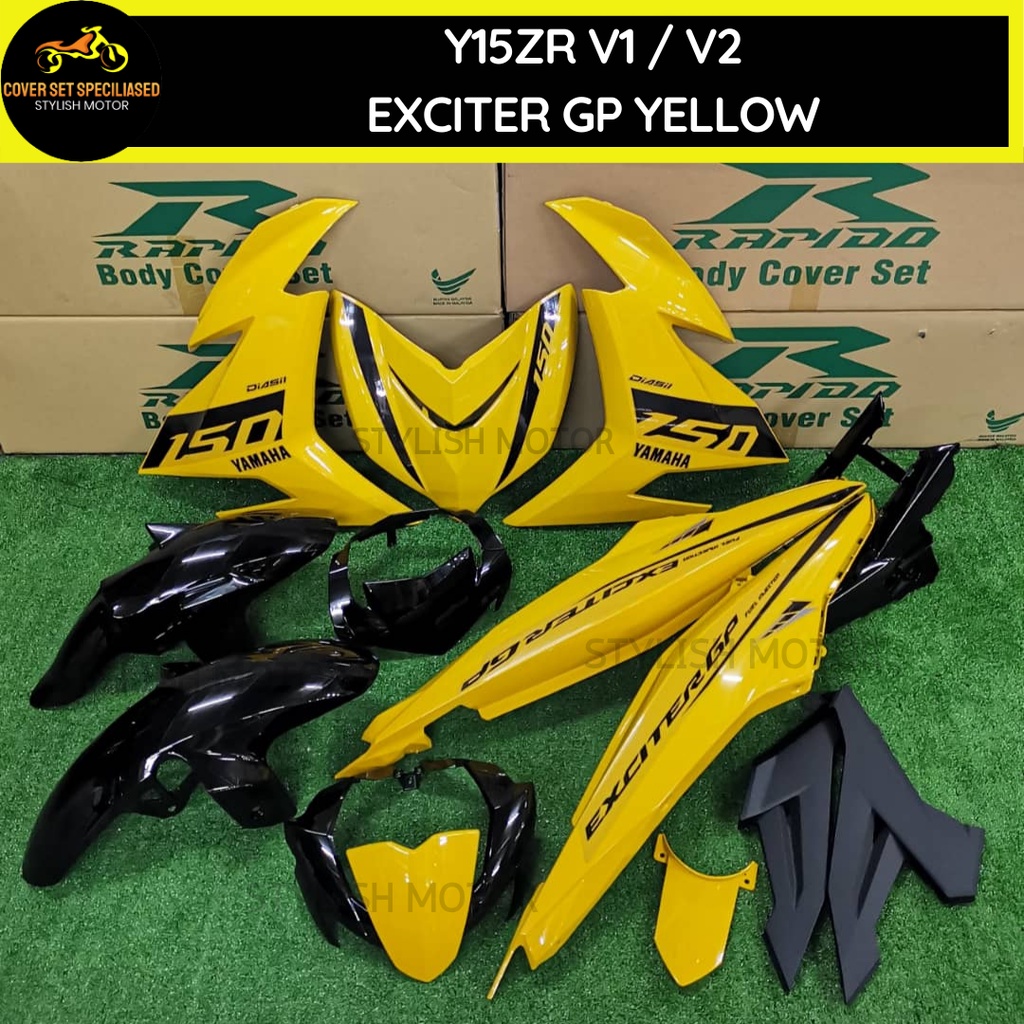 (STICKER TANAM/AIRBRUSH) RAPIDO COVER SET Y15ZR V1/V2 EXCITER GP YELLOW ...