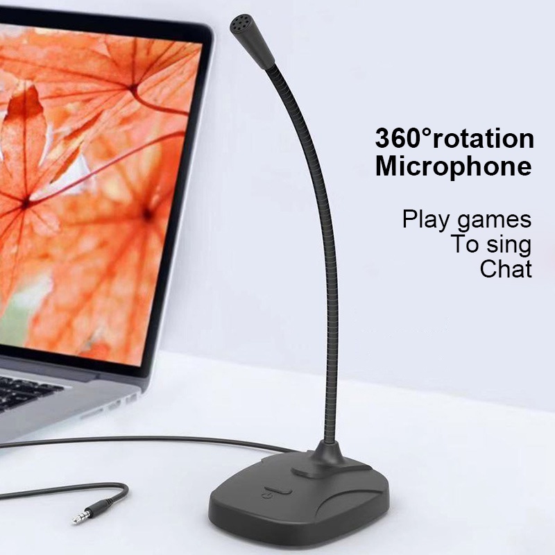 USB Desktop Microphone PC Computer Mic Gaming Chatting Online 3.5mm ...
