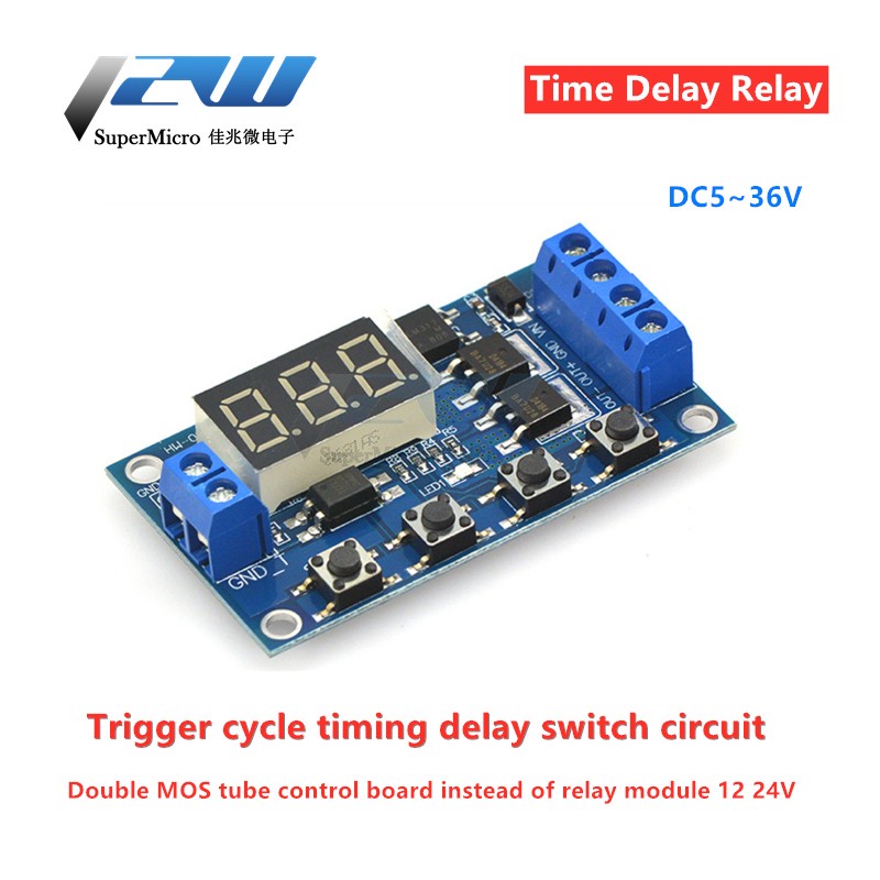 DC5-36V Dual MOS LED Digital Time Delay Relay Trigger Cycle Timer Delay ...
