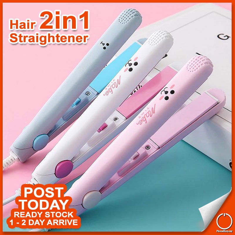 𝗞𝗢𝗥𝗘𝗔𝗡 2 in 1 Electric Mini Portable Cartoon Cute Hair Straightener ...