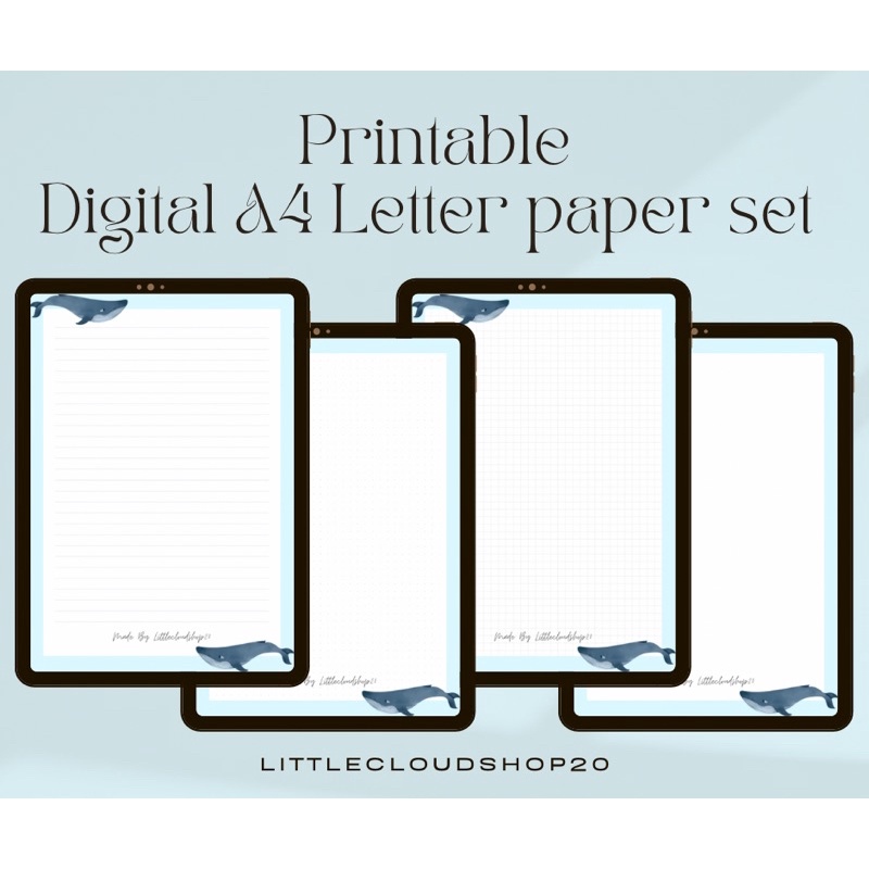 🐋 Printable Digital A4/A5 whale letter paper set PDF 🐋 | Shopee Malaysia