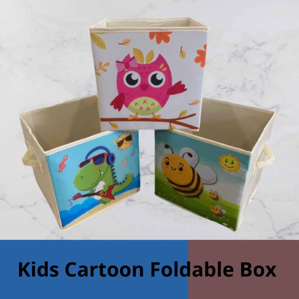 Cute Cartoon Foldable Box Cabinet With Handle Square Design Organizer ...