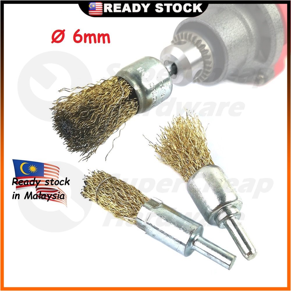 1pcs 6mm Copper Brass Wire Brush Burr Grinding Head Grinder Burr ...