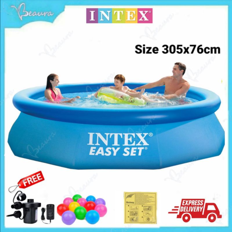 🔥Intex Swimming Pool Easy Set Fast Set Inflatable Kolam Renang Bulat ...