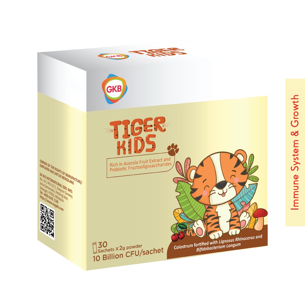GKB TIGER KIDS 30 SACHETS X 2G POWDER (COLOSTRUM, PROBIOTICS, TIGER ...